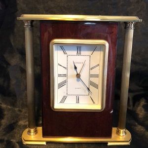 Linden | Wall Decor | Linden Mantle Desk Clock Rosewood Solid Brass ...